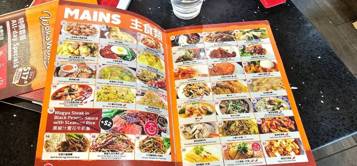 Menu at Woka Woka restaurant, Underwood