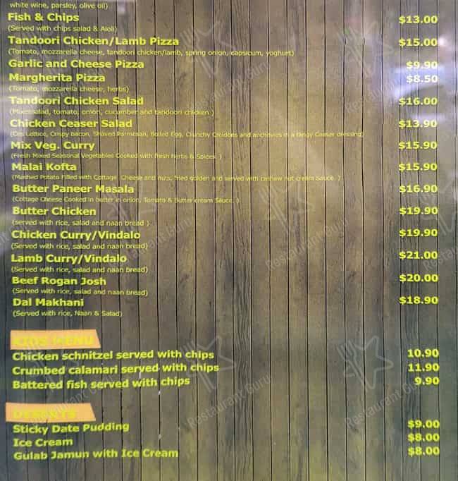 Menu at Woodstock Cafe Bar Restaurant, Cockatoo