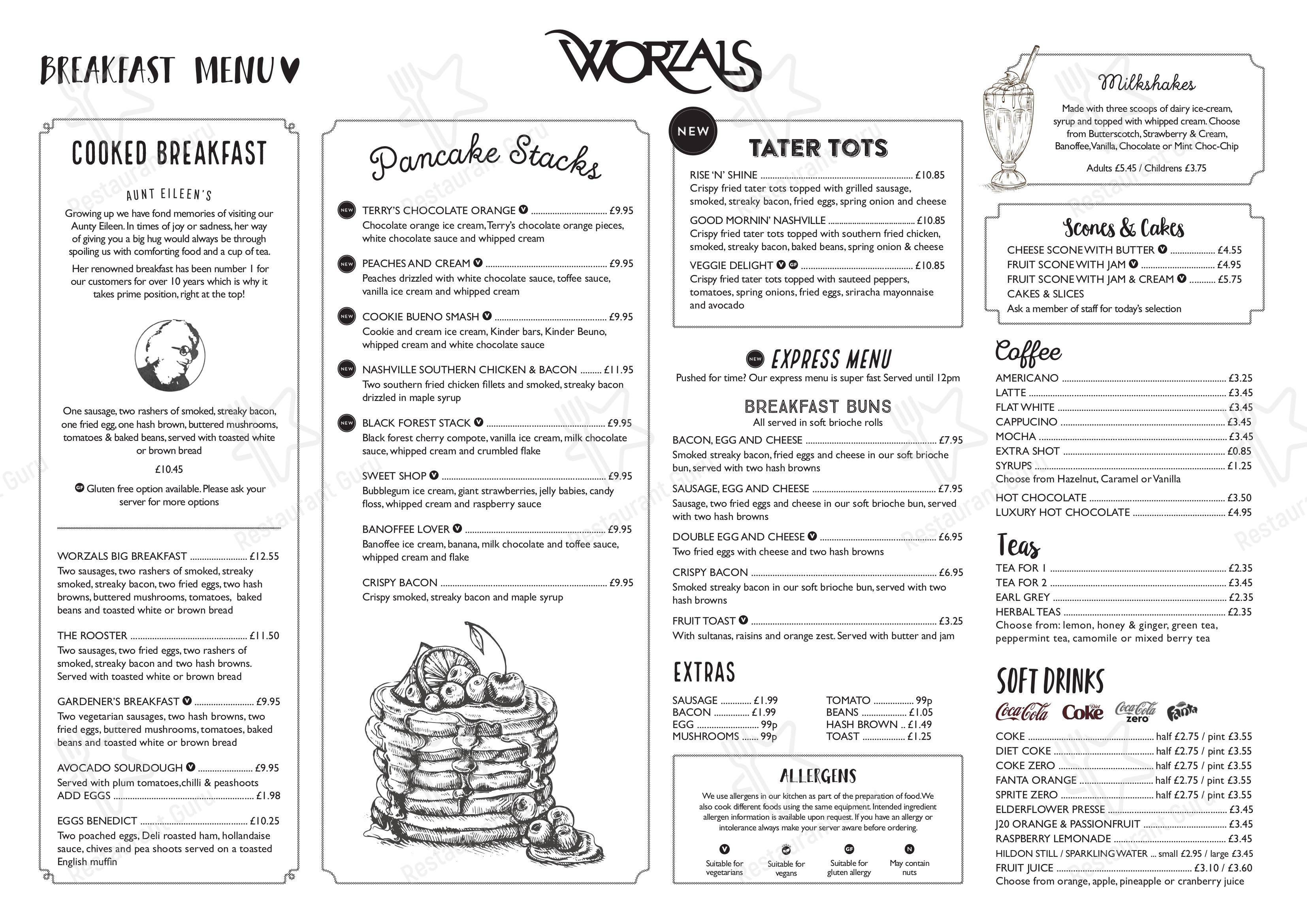 Menu at Worzals Bar & Grill, Wisbech