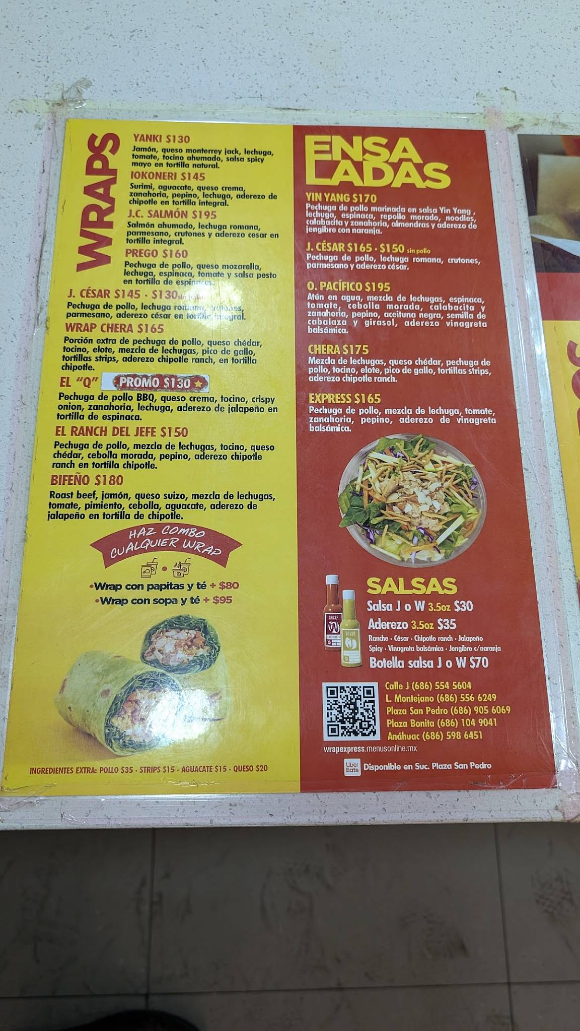 Carta del restaurante Wrap Express, Mexicali, Norma 7