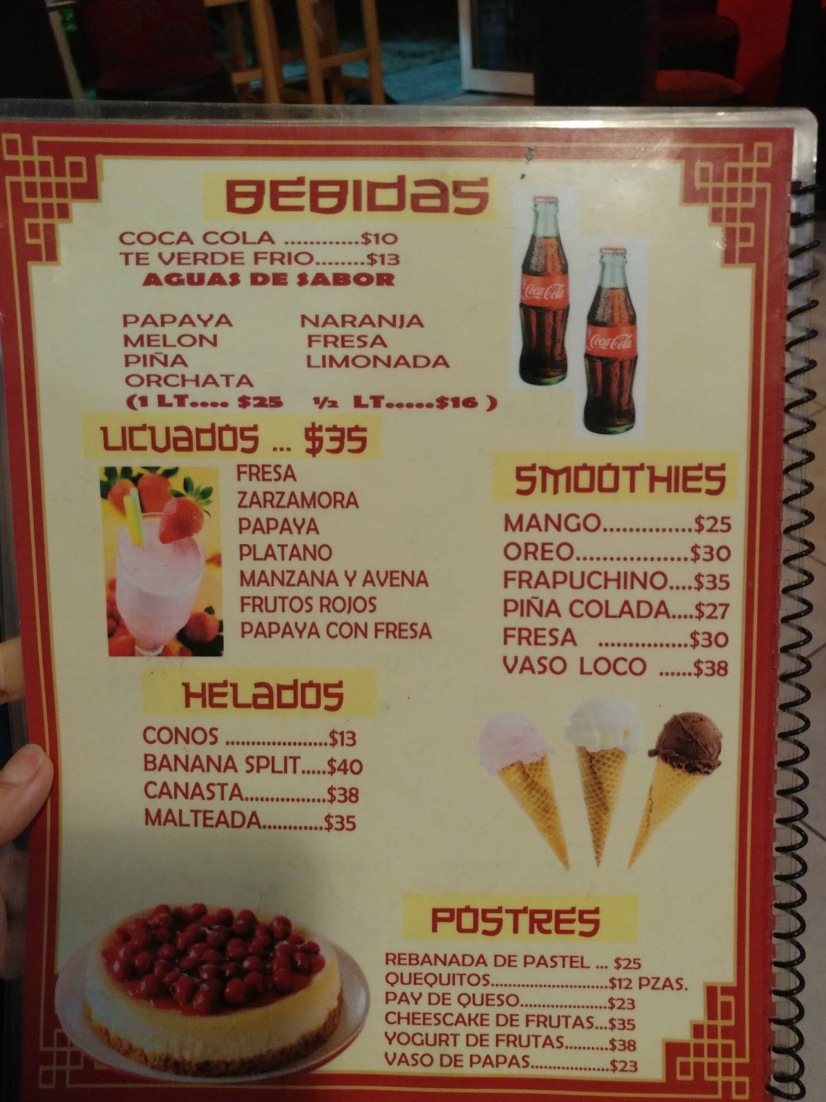 Carta del restaurante YALIN CHEN comida china, Apodaca