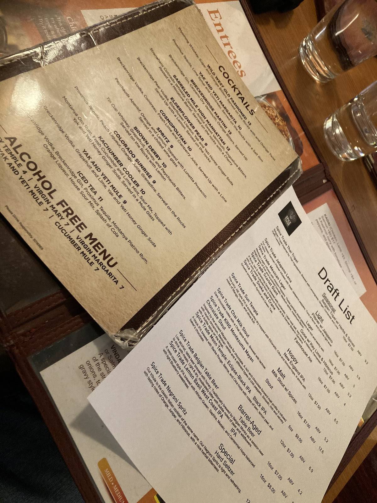 Menu at Yak & Yeti Himalayan Cuisine restaurant, Fishers
