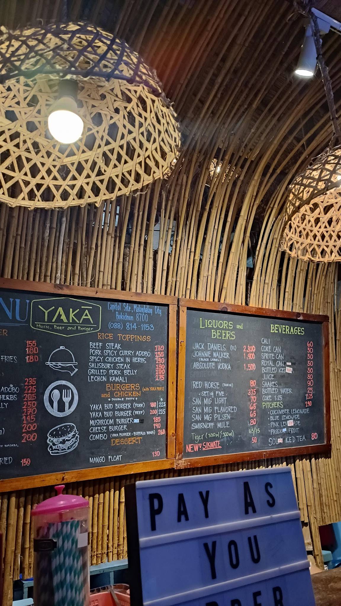 Menu at Yaka Restobar, Malaybalay City