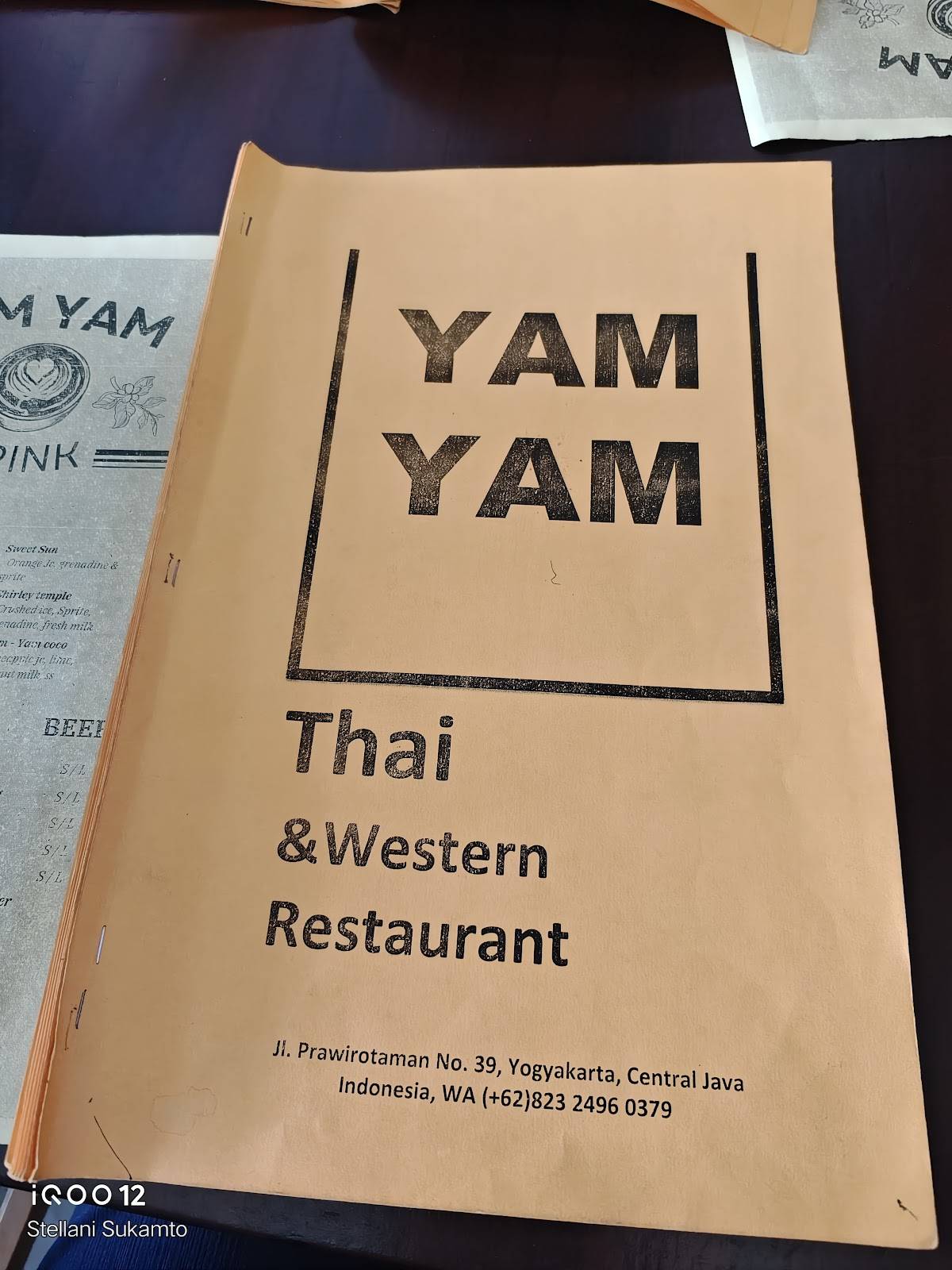 Menu at Yam Yam Restaurant Yogyakarta, Yogyakarta