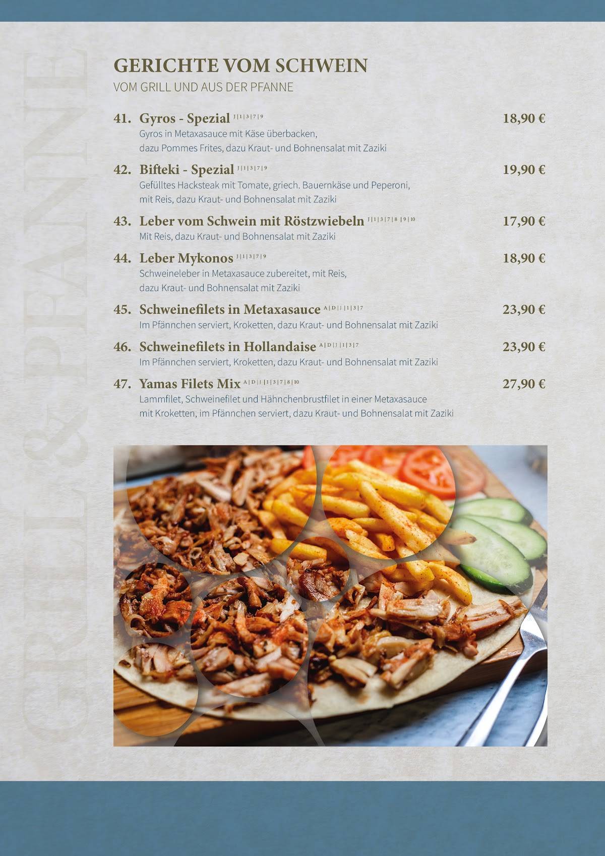Speisekarte von Yamas - Oldenburg - griechisch mediterran restaurant ...