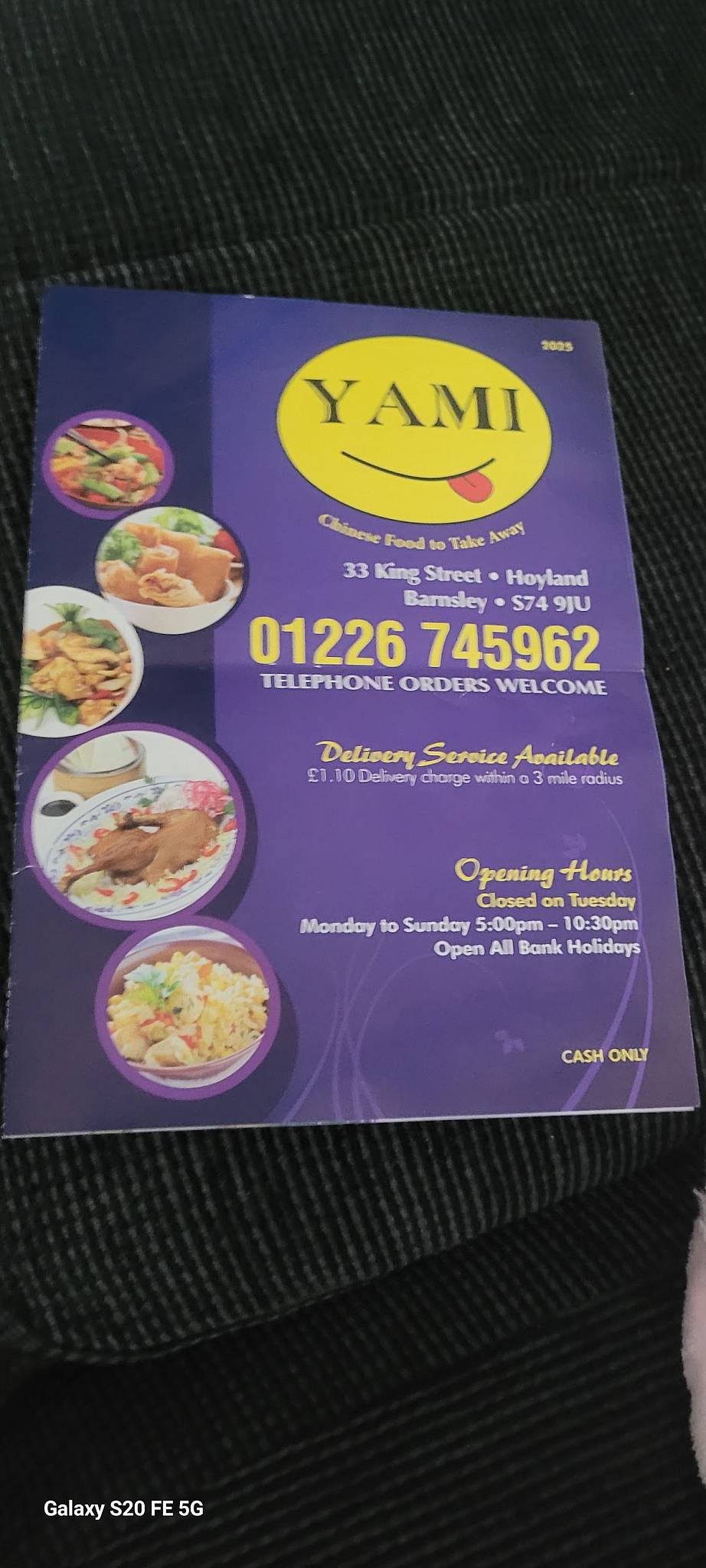 Menu at Yami Chinese Takeaway restaurant, Barnsley, 33 King St