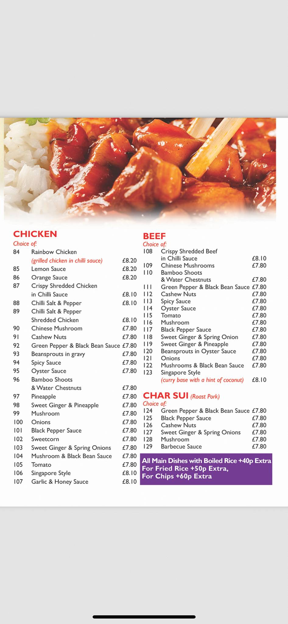 Menu at Yan Yan restaurant, Glasgow