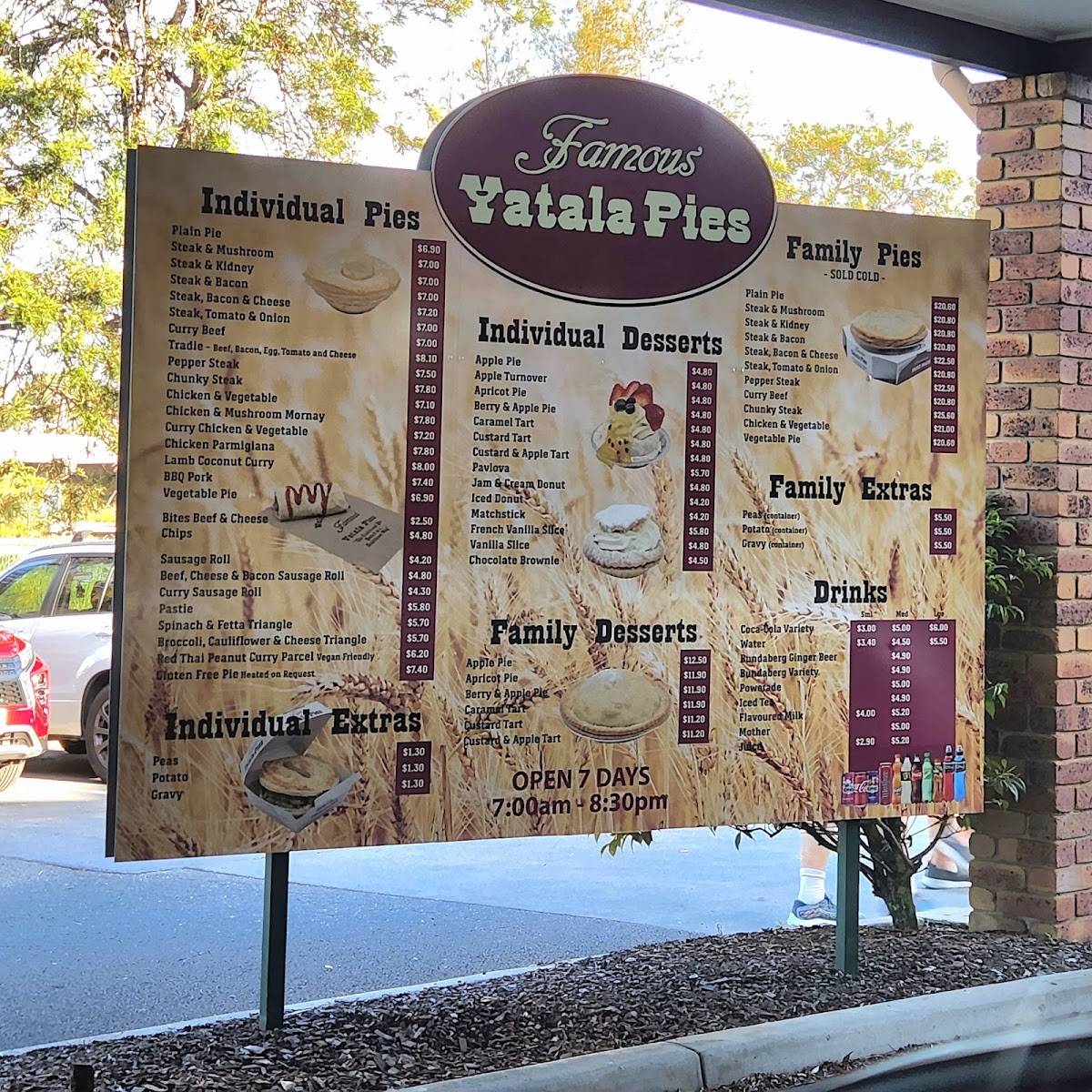 Menu at Yatala Pies desserts, Yatala
