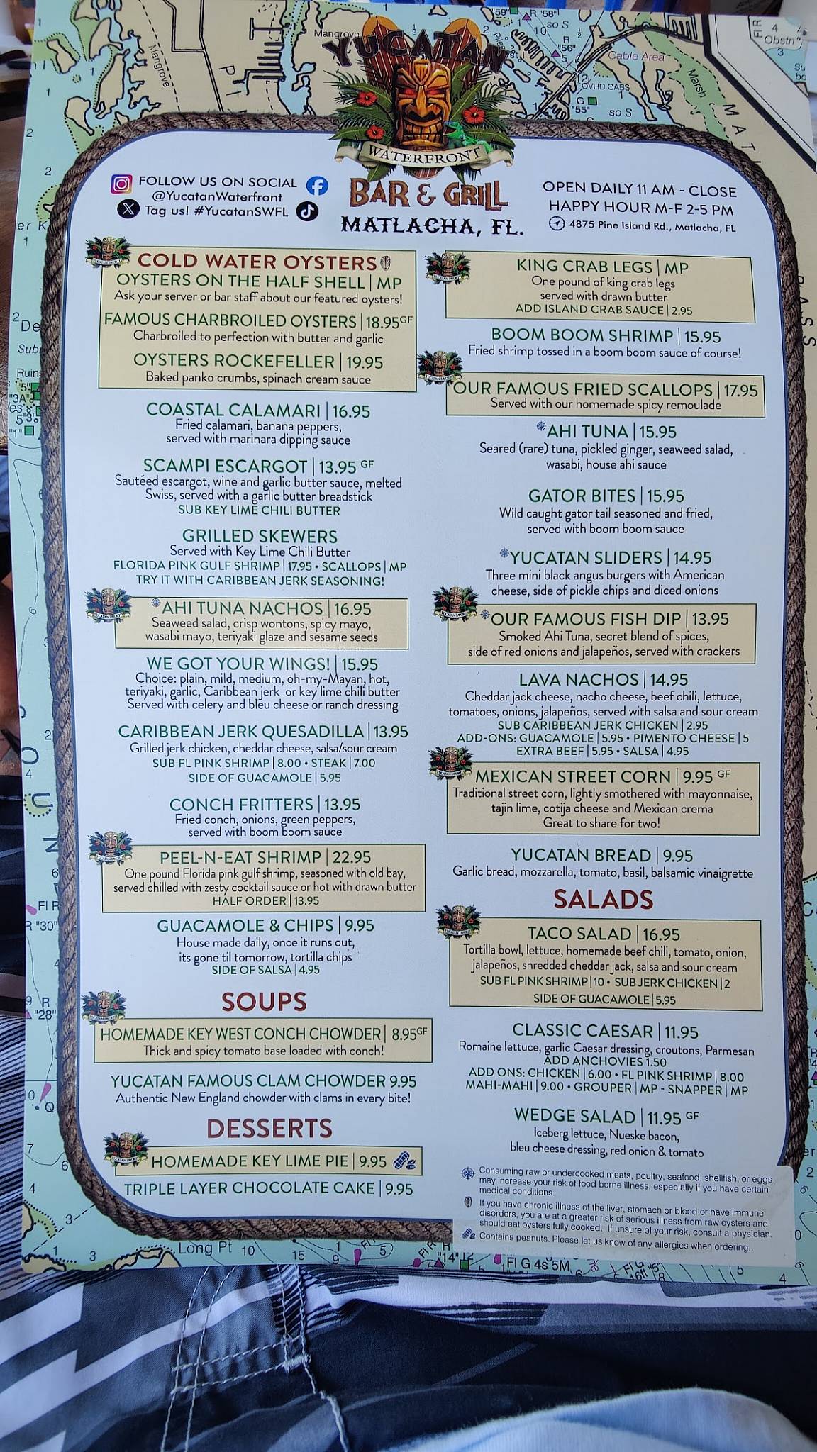 Menu at Yucatan Waterfront Bar and Grill, Matlacha