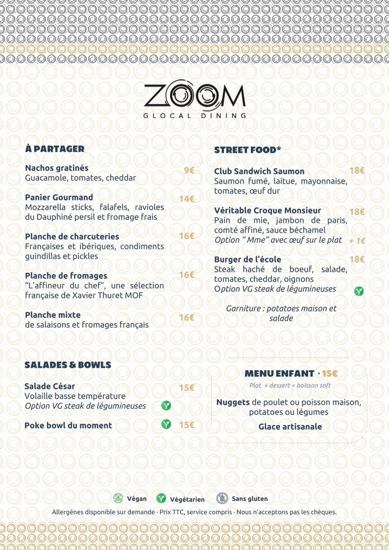 Menu au ZOOM by Hyatt Place Rouen - Restaurant & Bar, Rouen