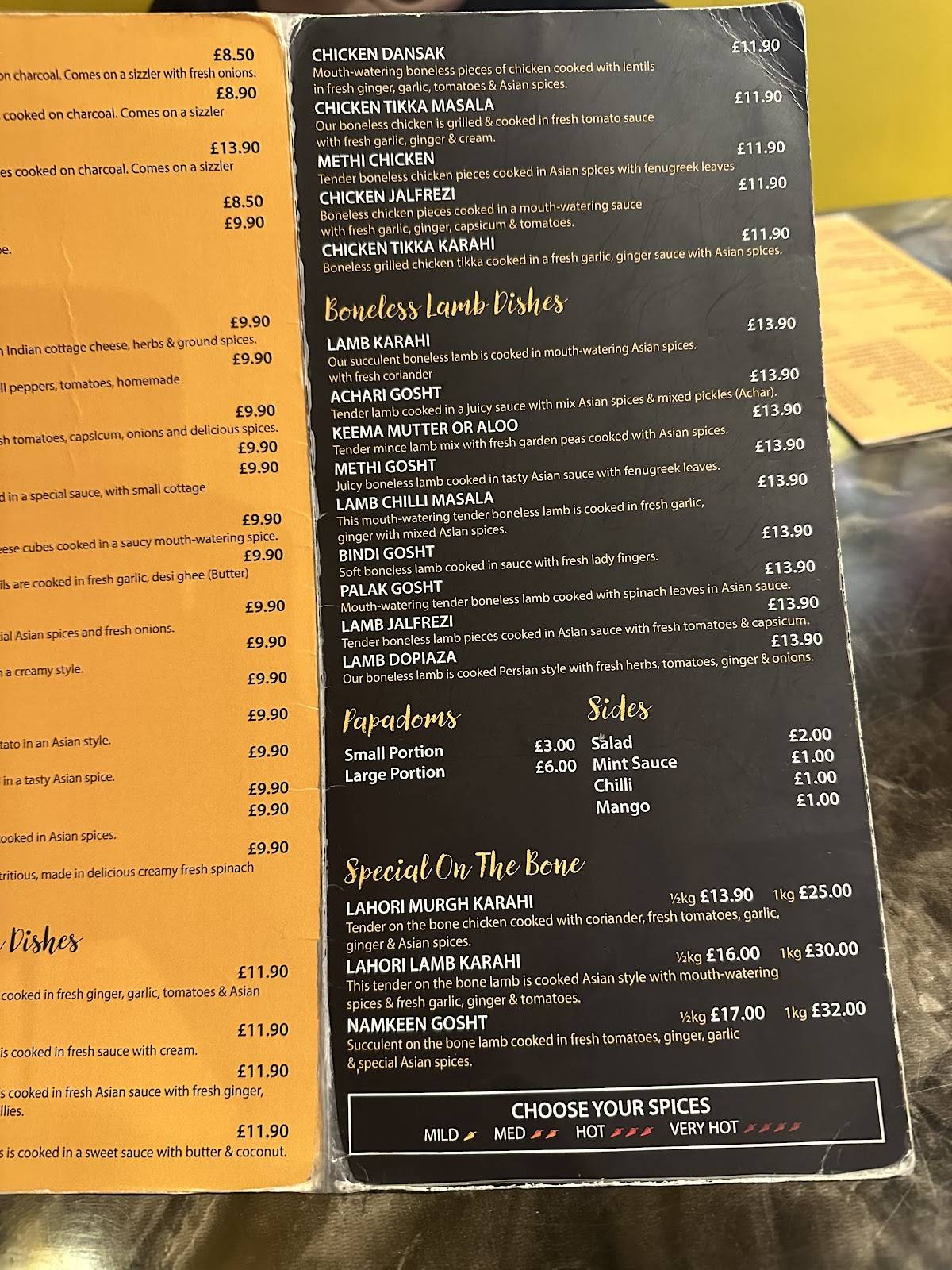 Menu at Zaika Asian Cuisine restaurant, Cardiff