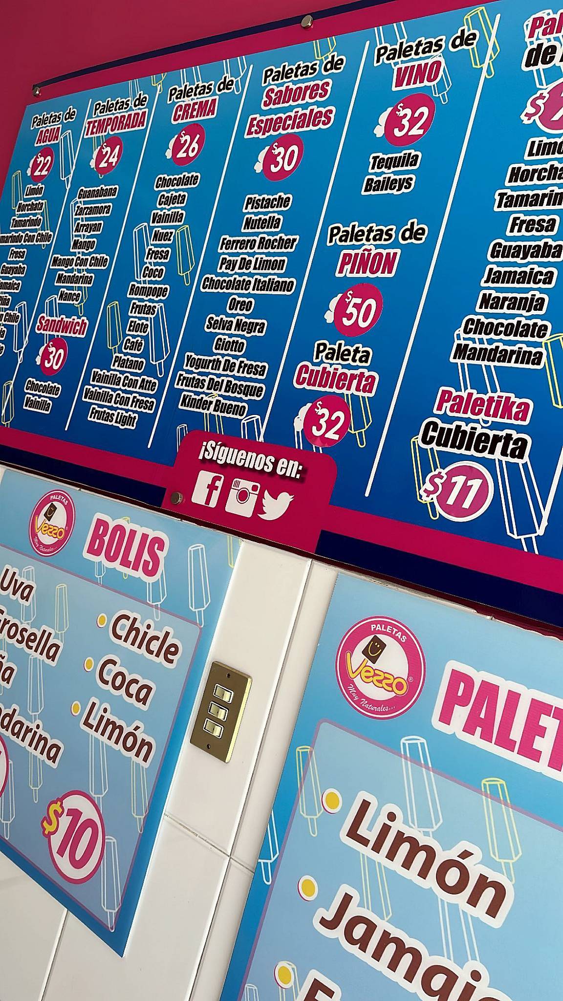 Carta de PALETAS VEZZO, Zapopan, Av. Labna 1516