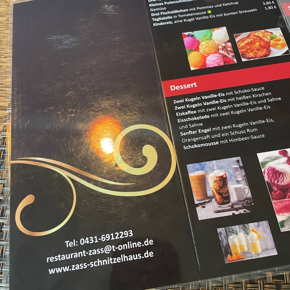 Speisekarte von Zass Schnitzelhaus Nr. 1 restaurant, Kiel