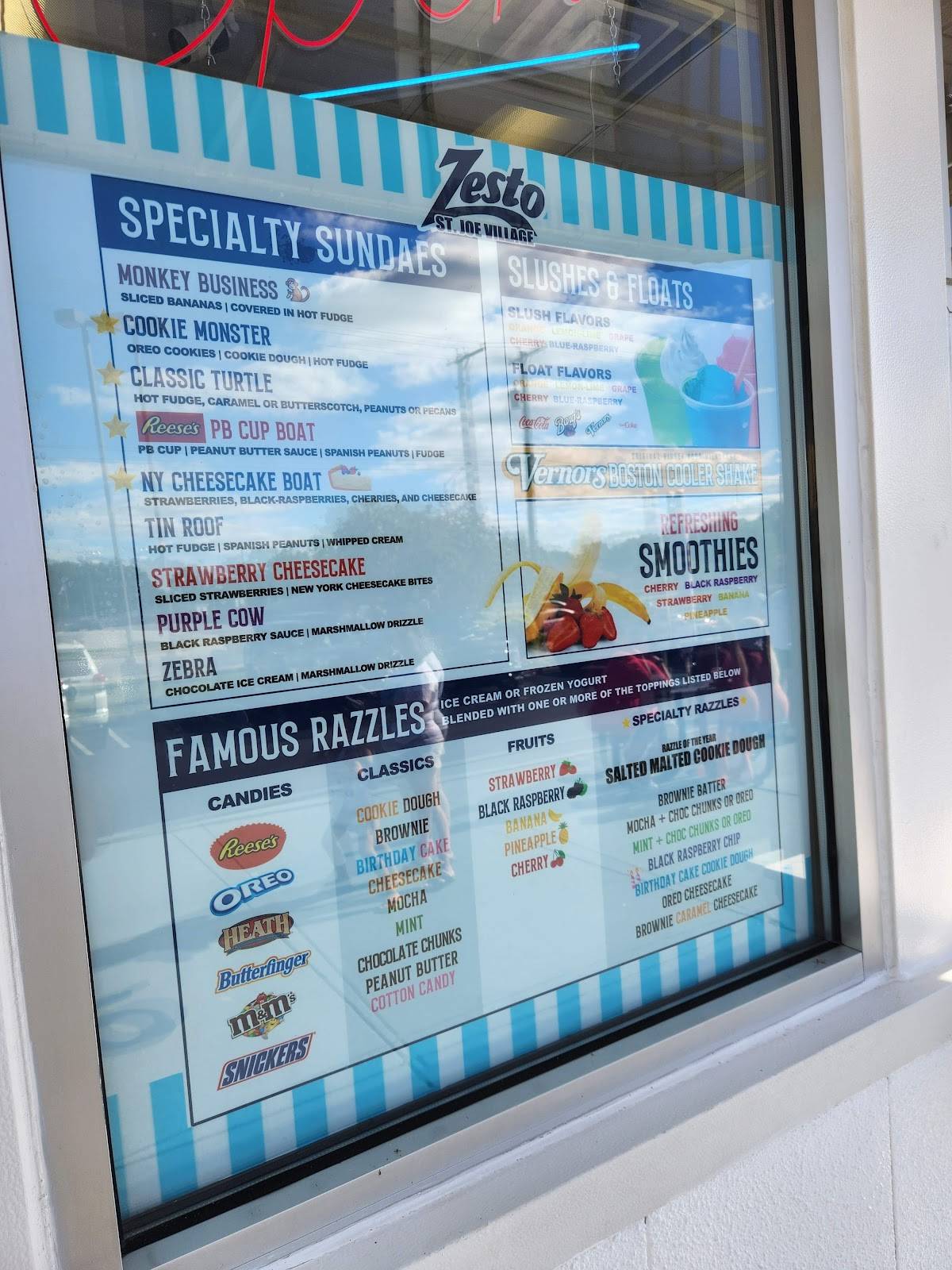 Menu at Zesto Ice Cream, Fort Wayne, St Joe Center Rd
