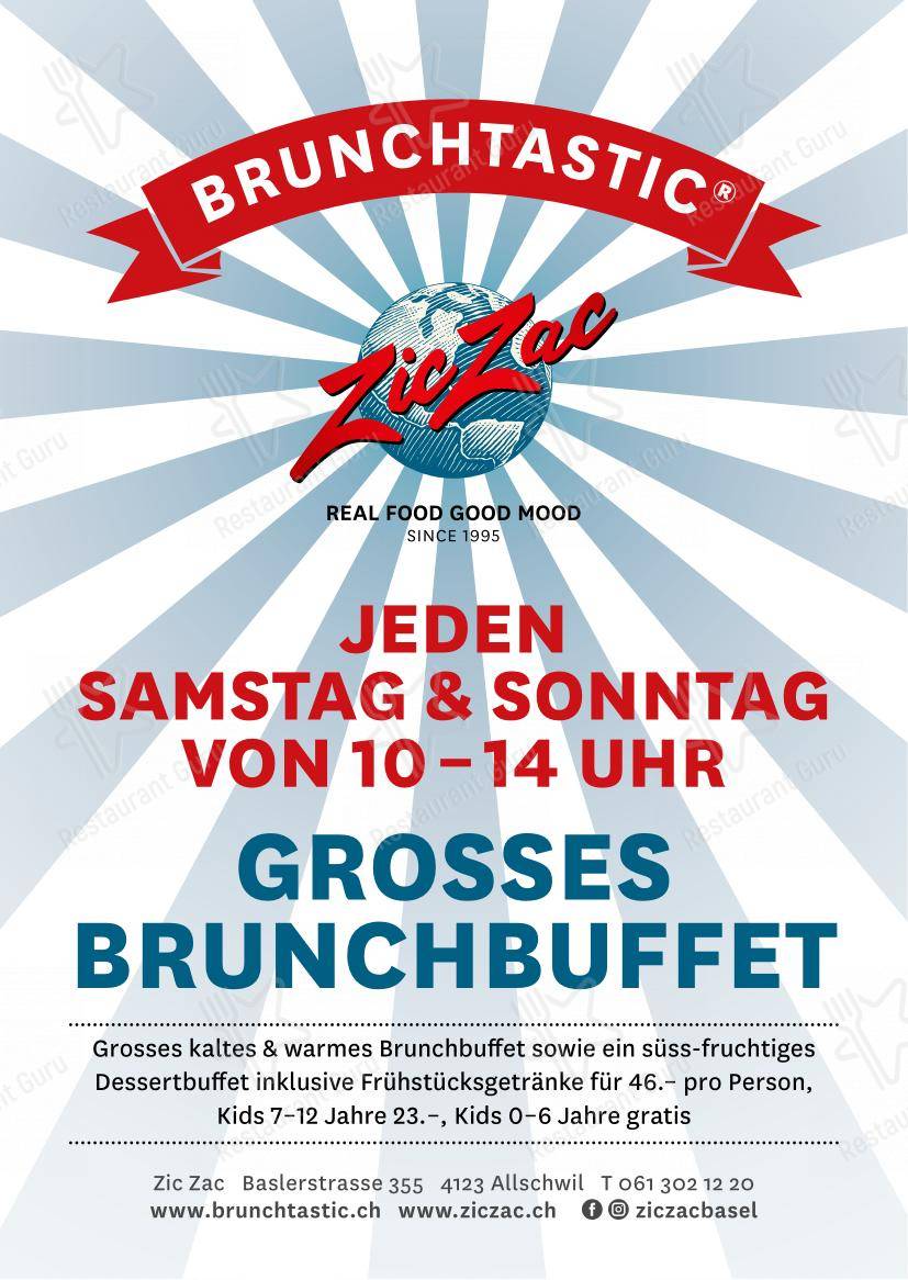 Speisekarte von Zic Zac Basel, Allschwil, Baslerstrasse 355