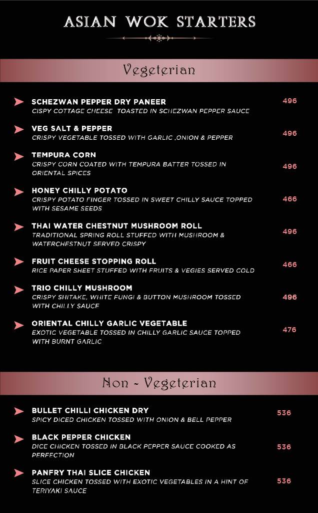 Menu at Zorro, Gurugram
