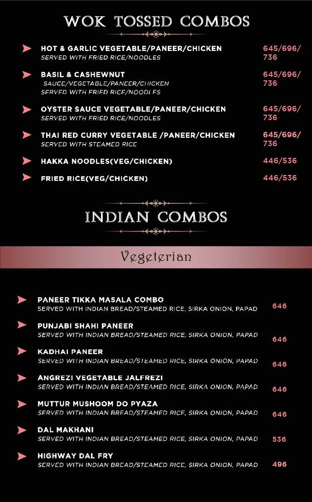 Menu at Zorro, Gurugram