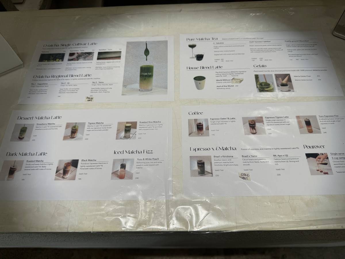 Menu at &Matcha Cafe, Davao City