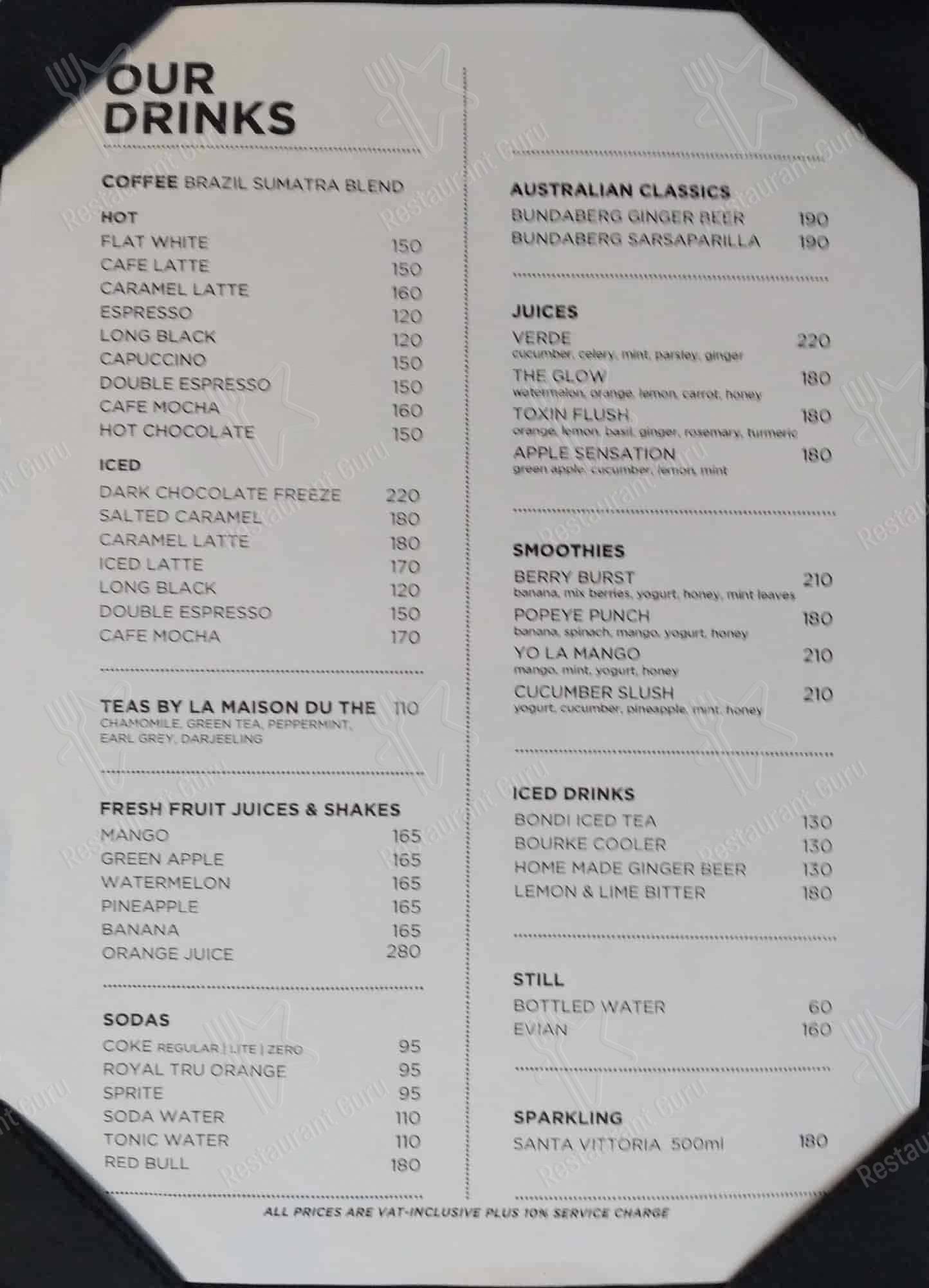 Menu at Bondi&Bourke steakhouse, Makati, Cattleya Condominium