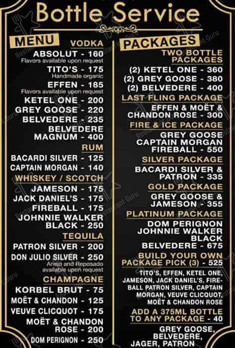Menu At Drink Nightclub Schaumburg