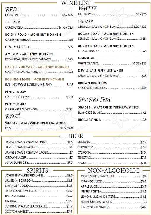 Menu at Fortune Five Chinese Restaurant, Northbridge