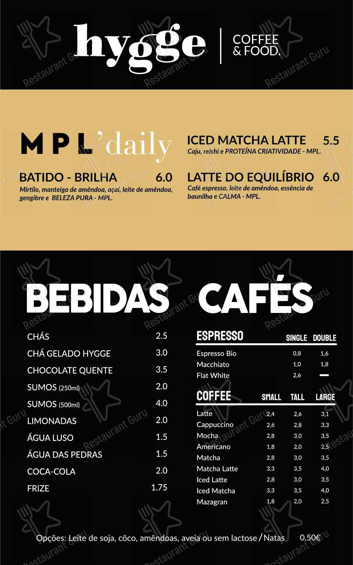 Menu em Hygge Coffee & Food café, Lisboa, Rua Poço dos Negros