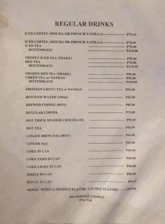 Menu at Music 11 Plaza restaurant, Makati
