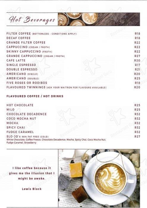 Menu at The Porterhouse restaurant, Roodepoort, Ontdekkers Road