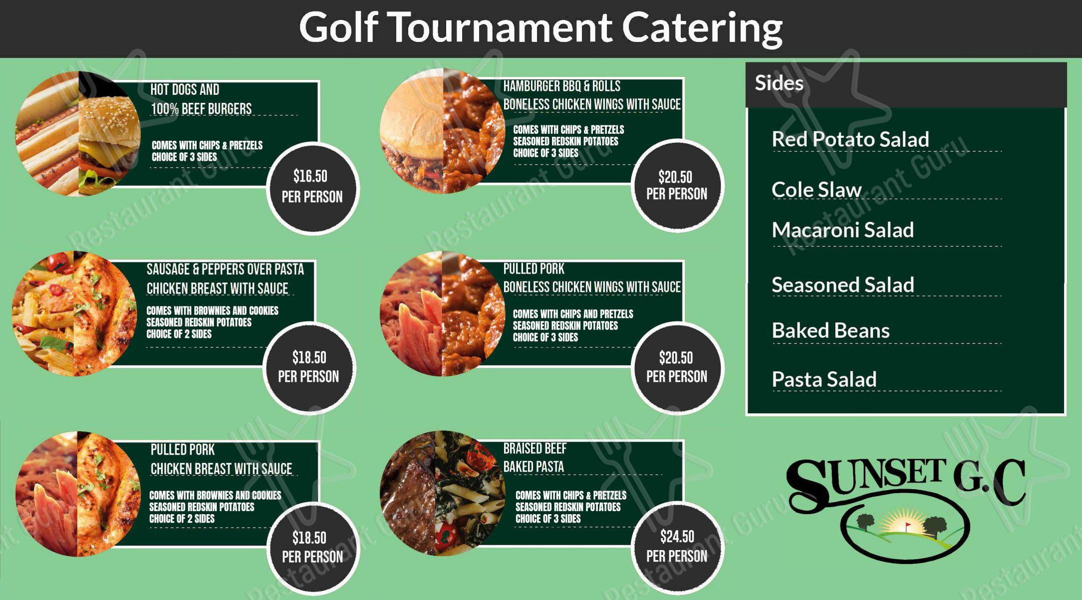 Menu at Sunset Bar & Grill, Middletown, Sunset Dr