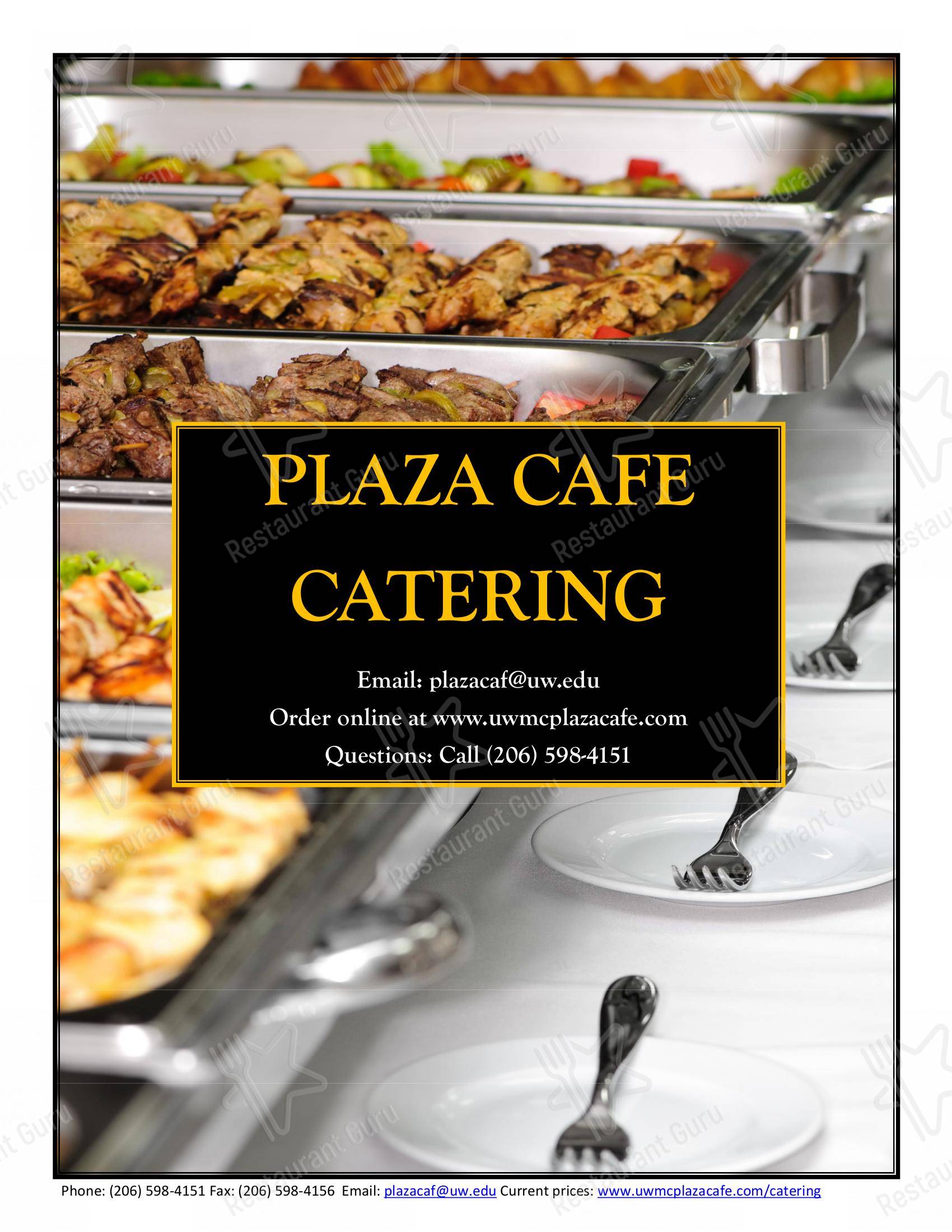 Menu at UWMC Plaza Cafe, Seattle