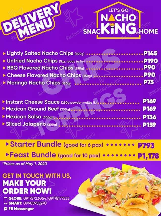 Menu at Nacho King! restaurant, Santa Rosa