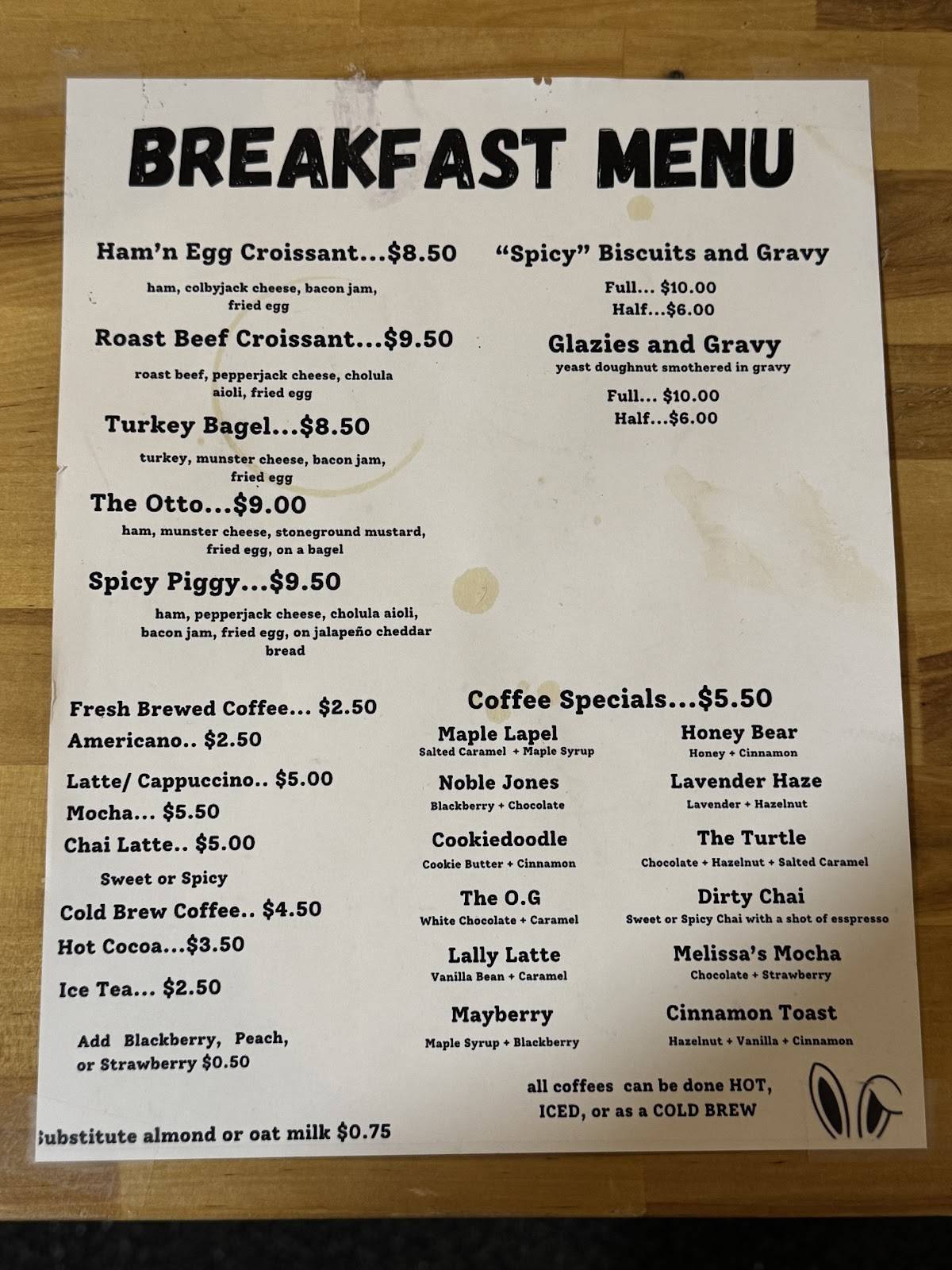 Menu at Fluff Bake Shop, Noblesville