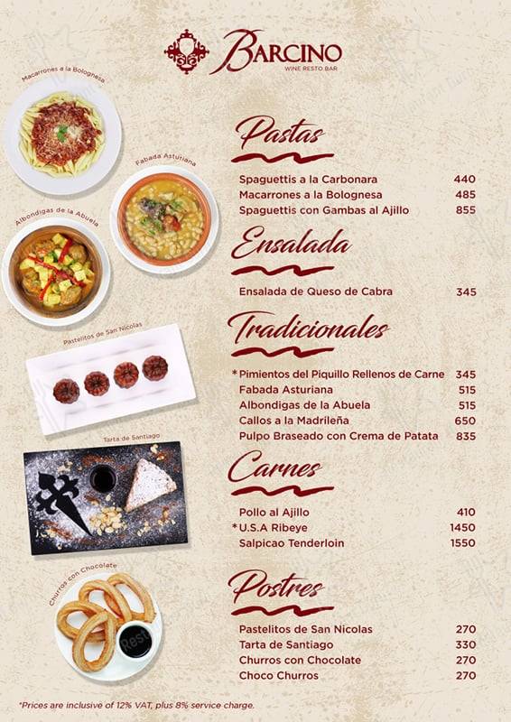 Menu at Barcino - One Eastwood, Quezon City, G/F One Eastwood Avenue