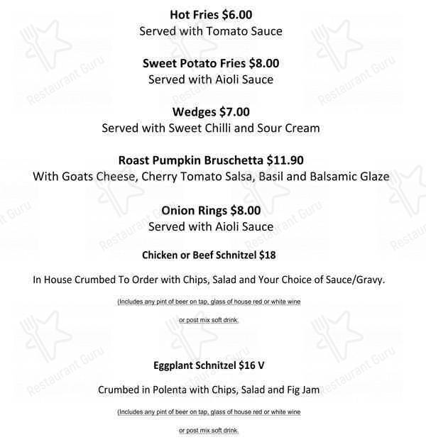 Menu at The British Hotel Port Adelaide restaurant, Port Adelaide