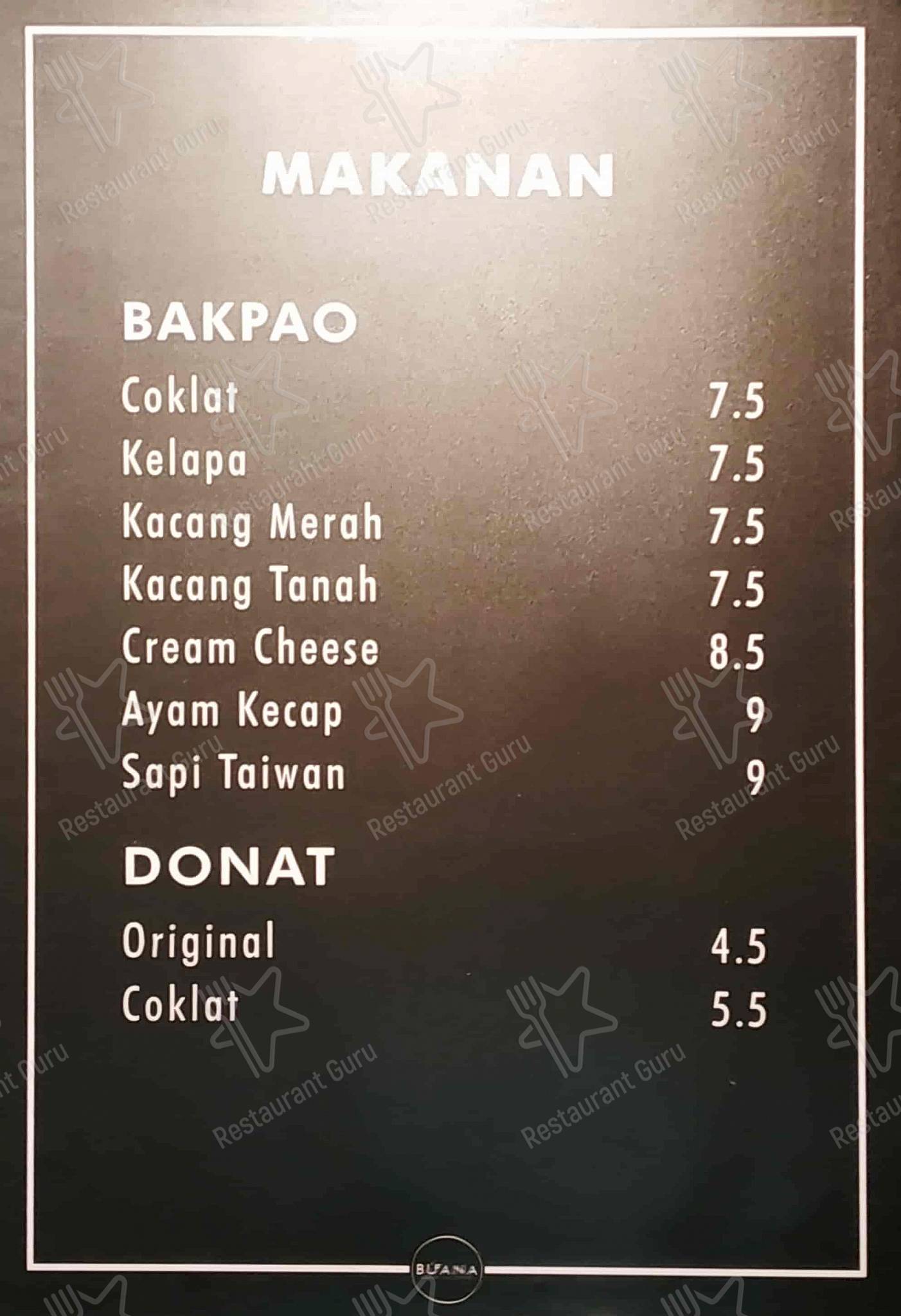 Menu at Buana Bakery, Jakarta, Menara Bidakara 1