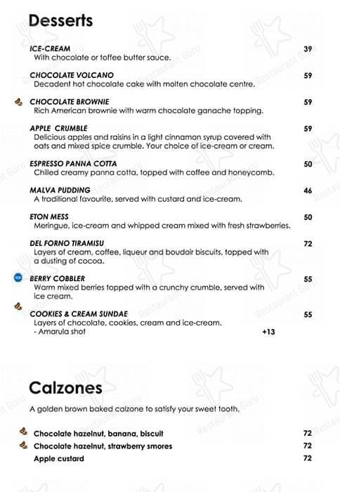 Menu at Del Forno, Johannesburg South, Glenanda Village Shopping Centre