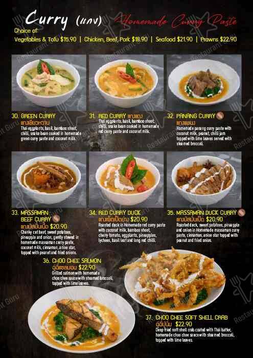 Menu at Dodee Paidang restaurant, Melbourne