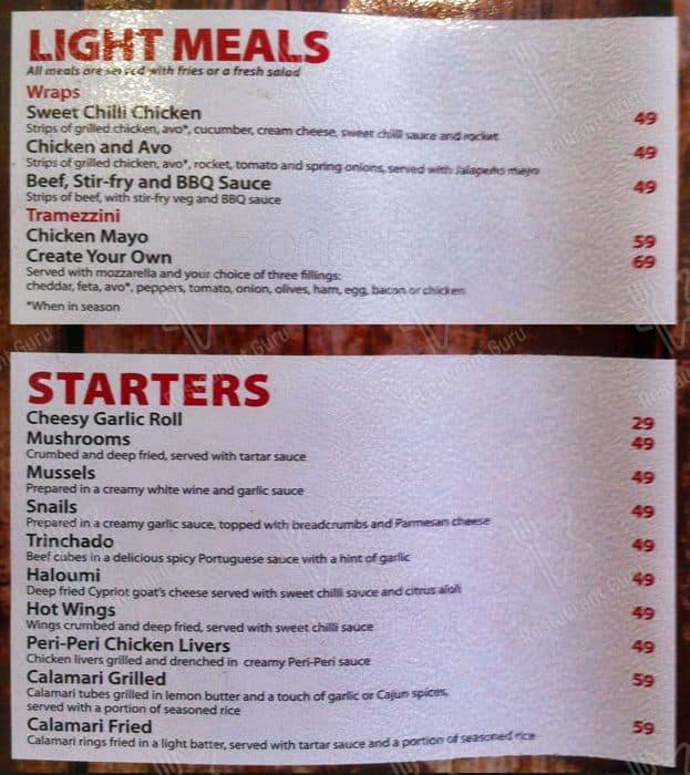 Menu at Galaxy Grill restaurant, Umhlanga, F5-G9