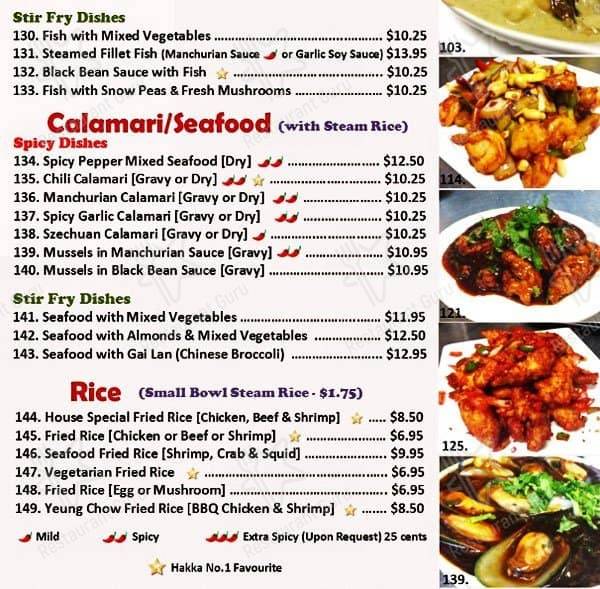 Menu at Hakka No. 1 Cuisine restaurant, Toronto, Keele St