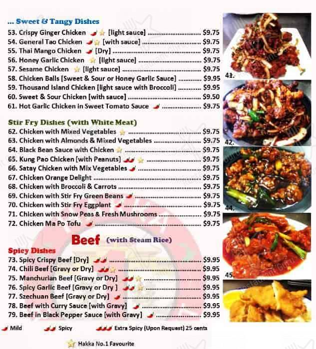 Menu at Hakka No. 1 Cuisine restaurant, Toronto, Keele St