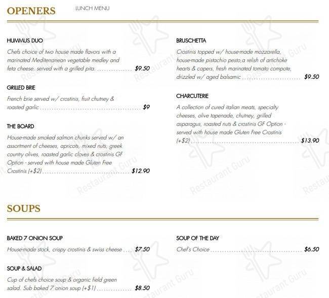 Menu at Harvest Restaurant, Oro Valley, N La Cañada Dr #141