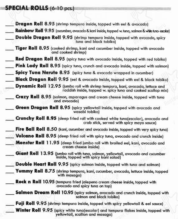 Menu at MingFu Chinese & Sushi - Matthews restaurant, Matthews, 115 W ...