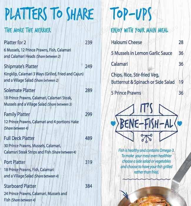 Menu at Ocean Basket restaurant, Durban, Musgrave Centre