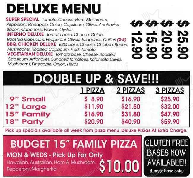 Menu at Pizza Works pizzeria, Gawler