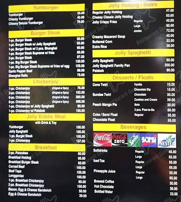 Menu at Jollibee Mayon restaurant, Quezon City, #162 ACV Bldg Mayon St