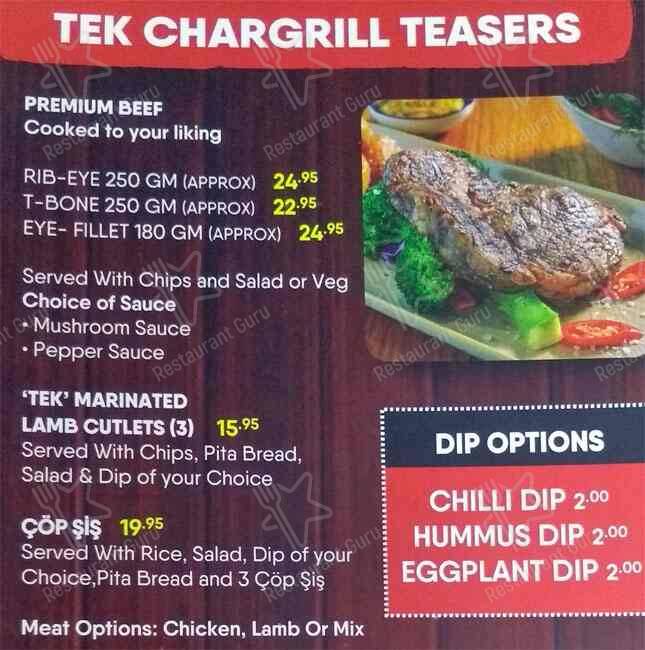 Menu at Tek Cafe, Somerton