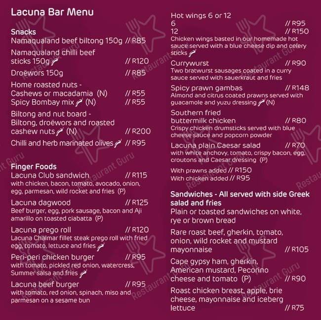 Menu at The Maslow Hotel Sandton pub & bar, Sandton