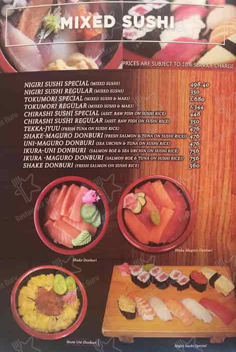 Menu at Umenoya Japanese Restaurant, Santa Rosa, Arcadia Building