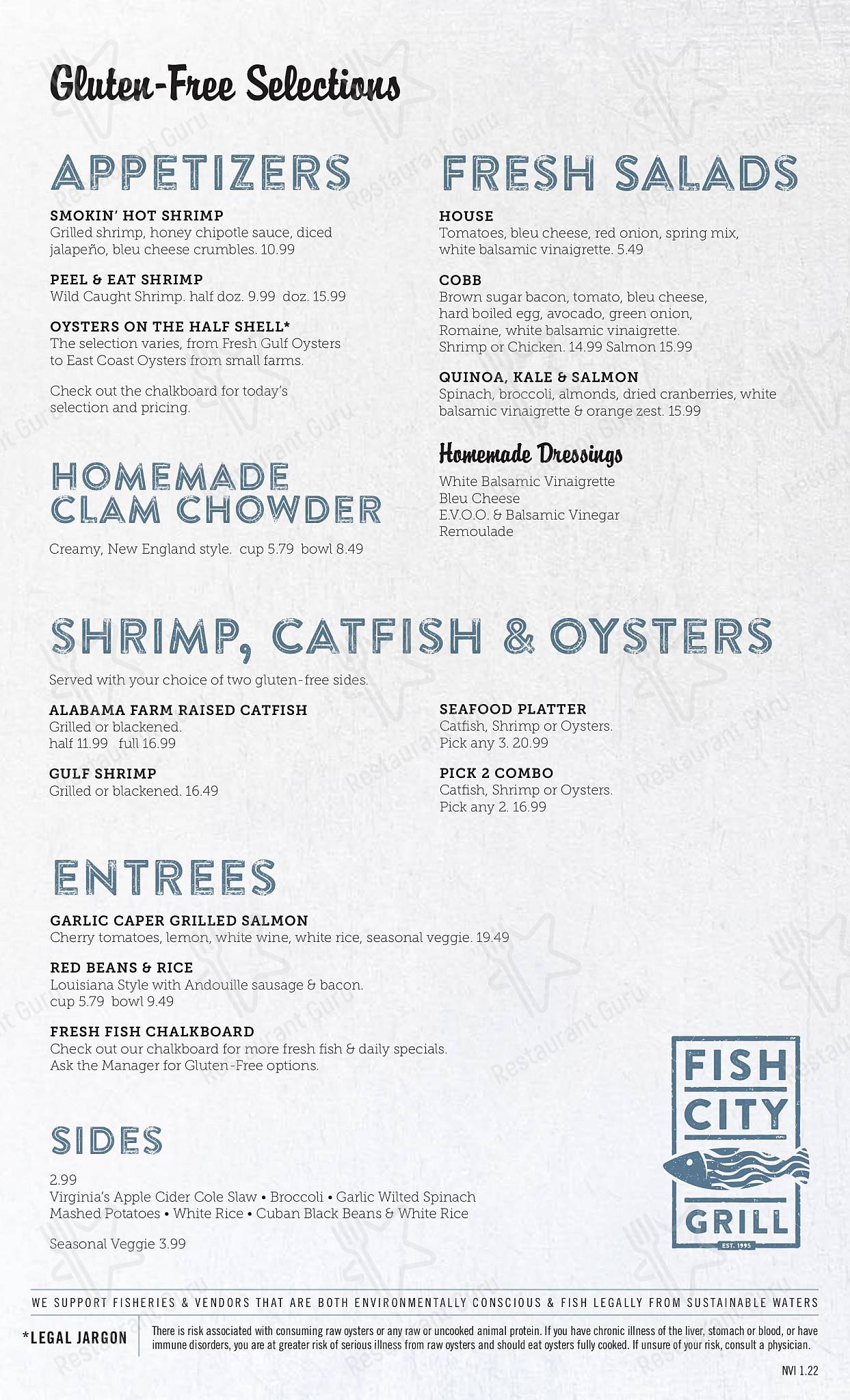 Menu at Fish City Grill restaurant, Allen, Watters Creek Blvd Ste. 150