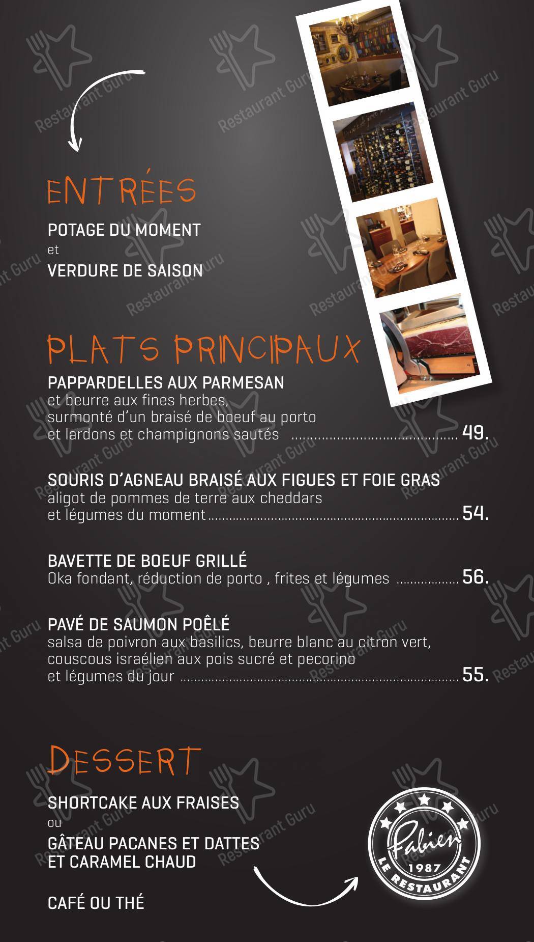 Menu at Chez Fabien restaurant, Nice, Place du Pin